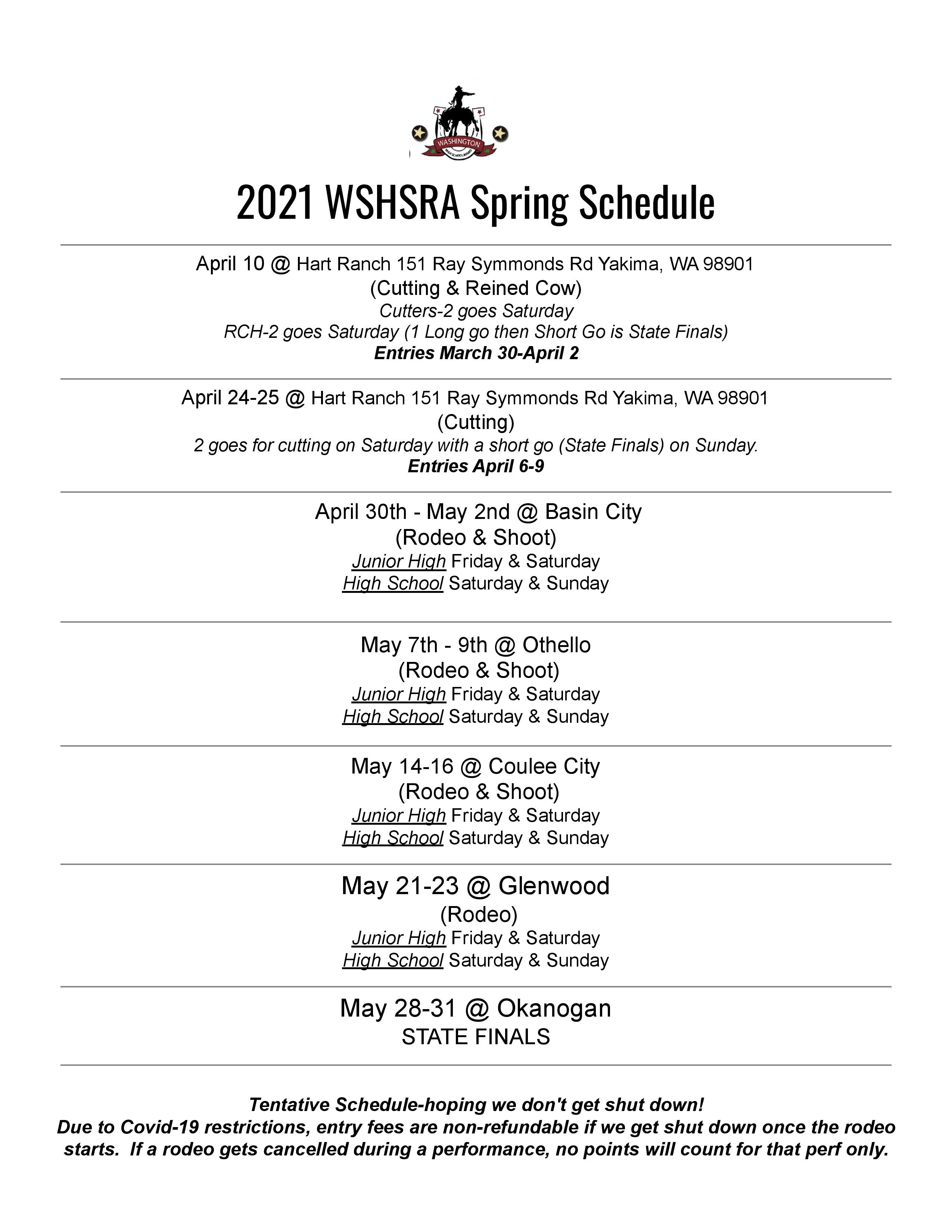 Schedule and Day Sheets – WSHSRA Home